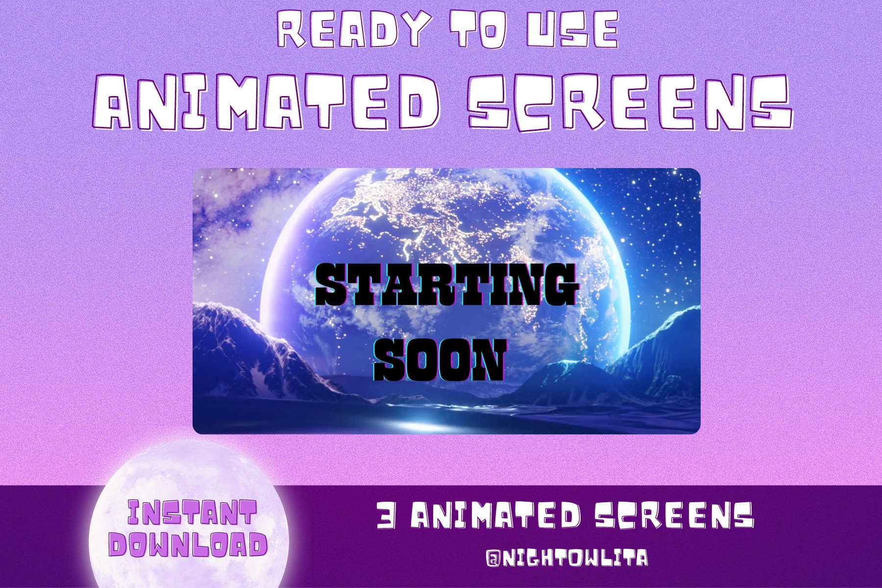 ANIMATED Space Screen / Starting Soon / Be Right Back / Ending Soon ...