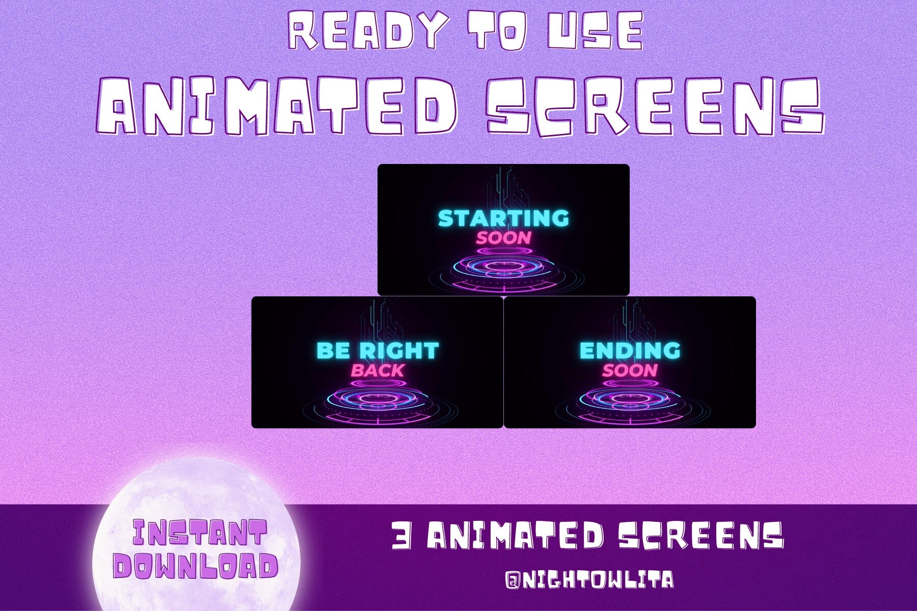 ANIMATED Neon Screen / Starting Soon / Be Right Back / Ending Soon ...
