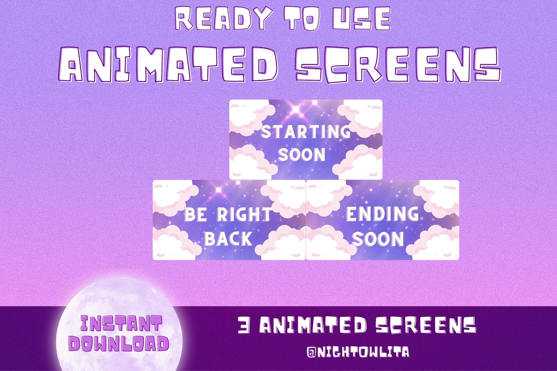 ANIMATED Purple Cloud Setup Screen / Starting Soon / Be Right Back ...