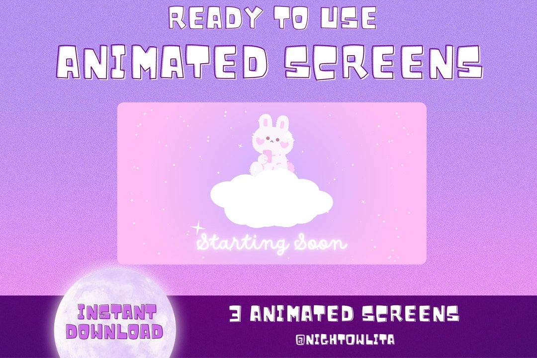 ANIMATED Cloud Bunny Setup Screen / Starting Soon / Be Right Back ...