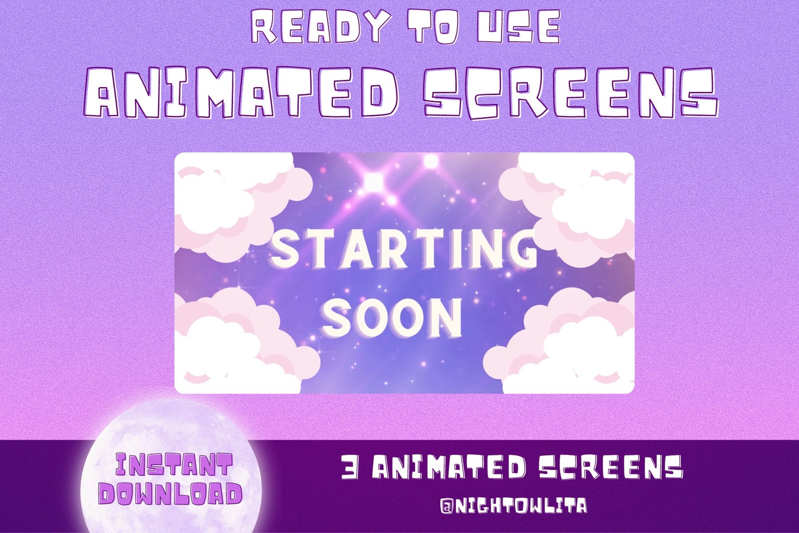 ANIMATED Purple Cloud Setup Screen / Starting Soon / Be Right Back ...