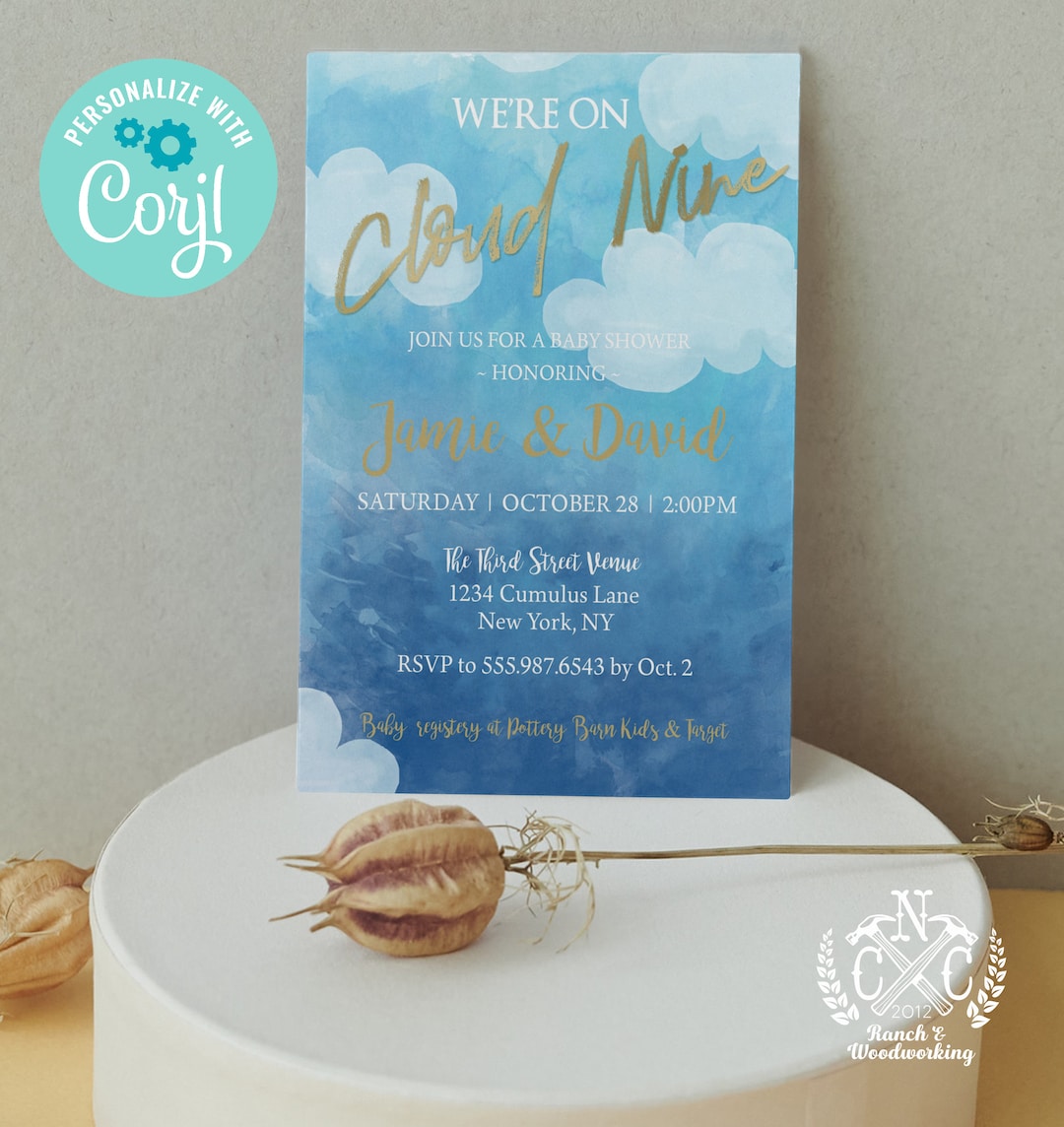 Cloud Nine Baby Shower Invitation Couple's Shower Instant Download ...