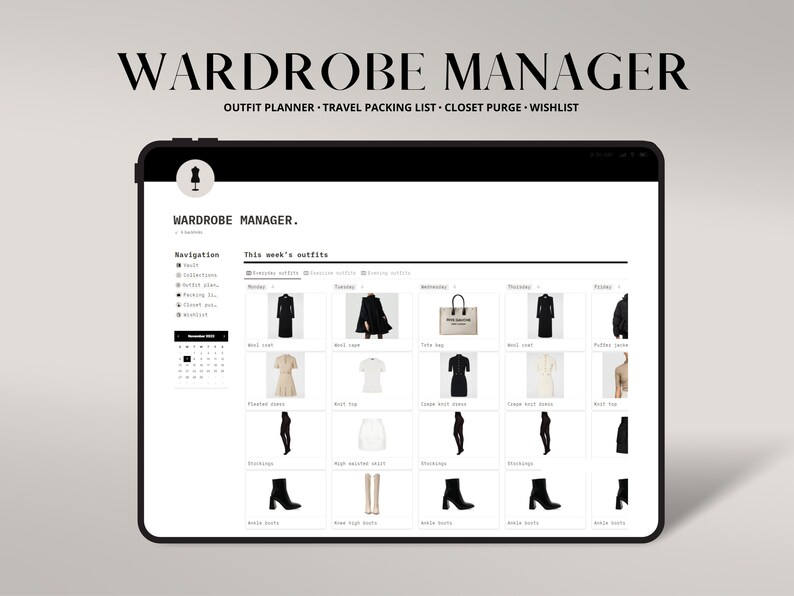 Notion Template Wardrobe Manager Notion Outfit Planner - Etsy