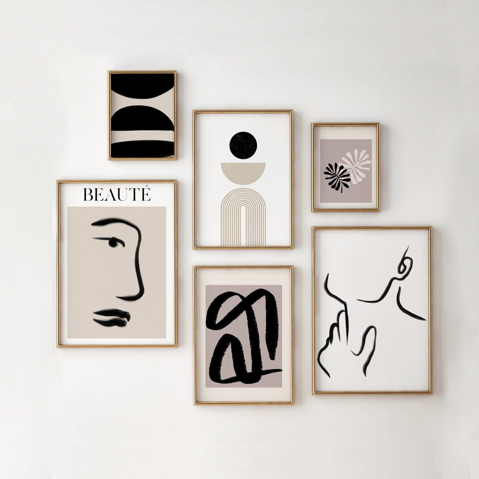 Modern Abstract Print Set of 6, Bundle Print Set, Neutral Abstract Art ...