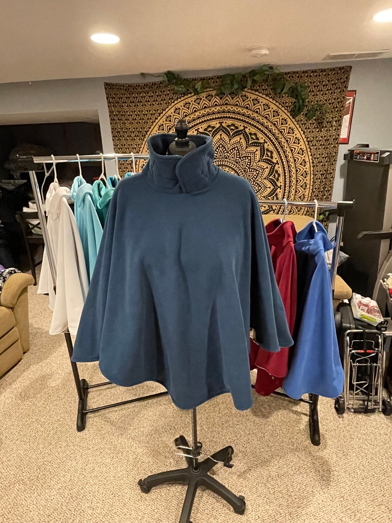 Luxurious Fleece Poncho With Collar - Etsy