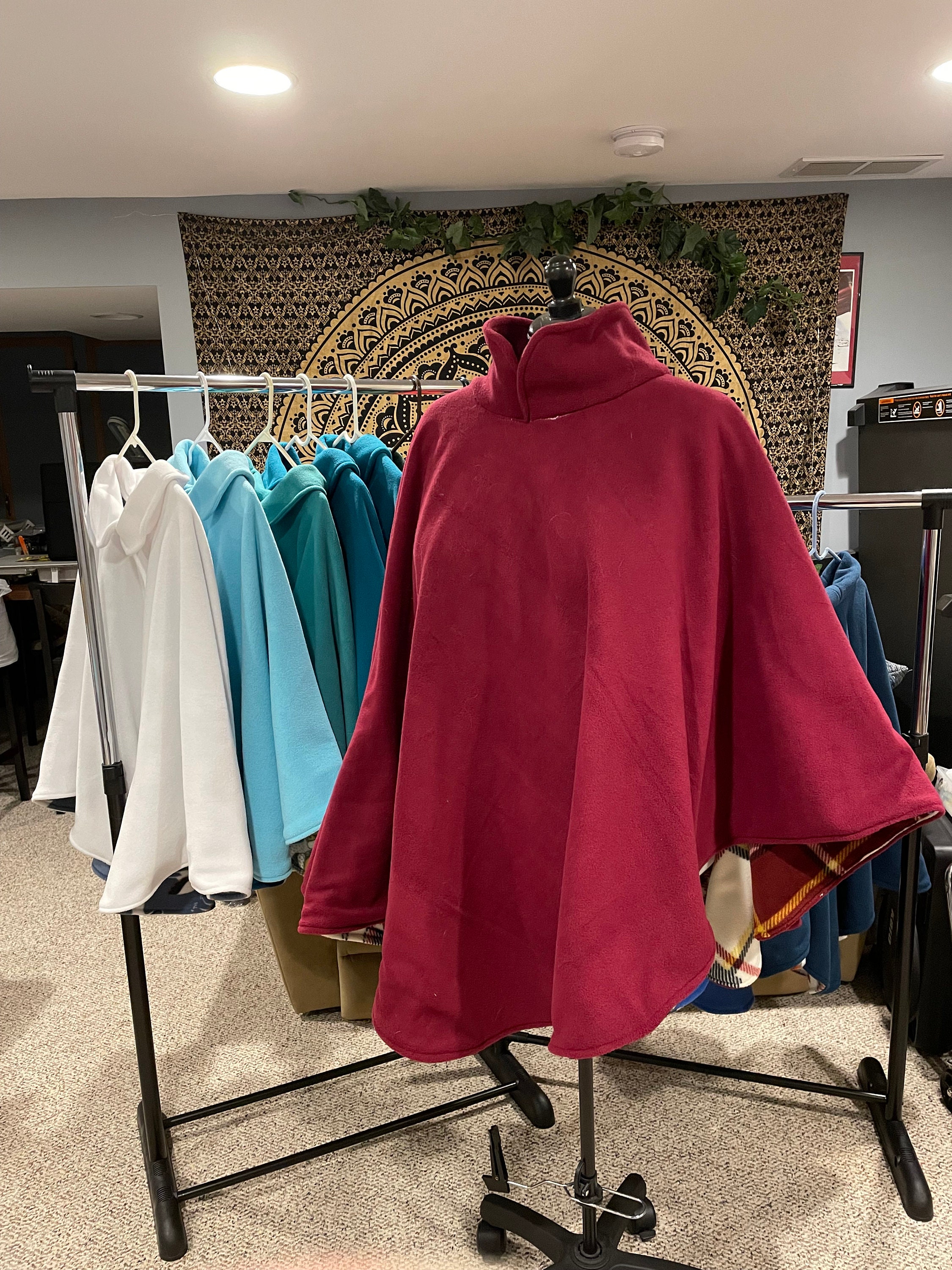 Luxurious Fleece Poncho With Collar - Etsy