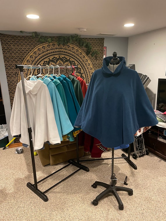 Luxurious Fleece Poncho With Collar | Etsy