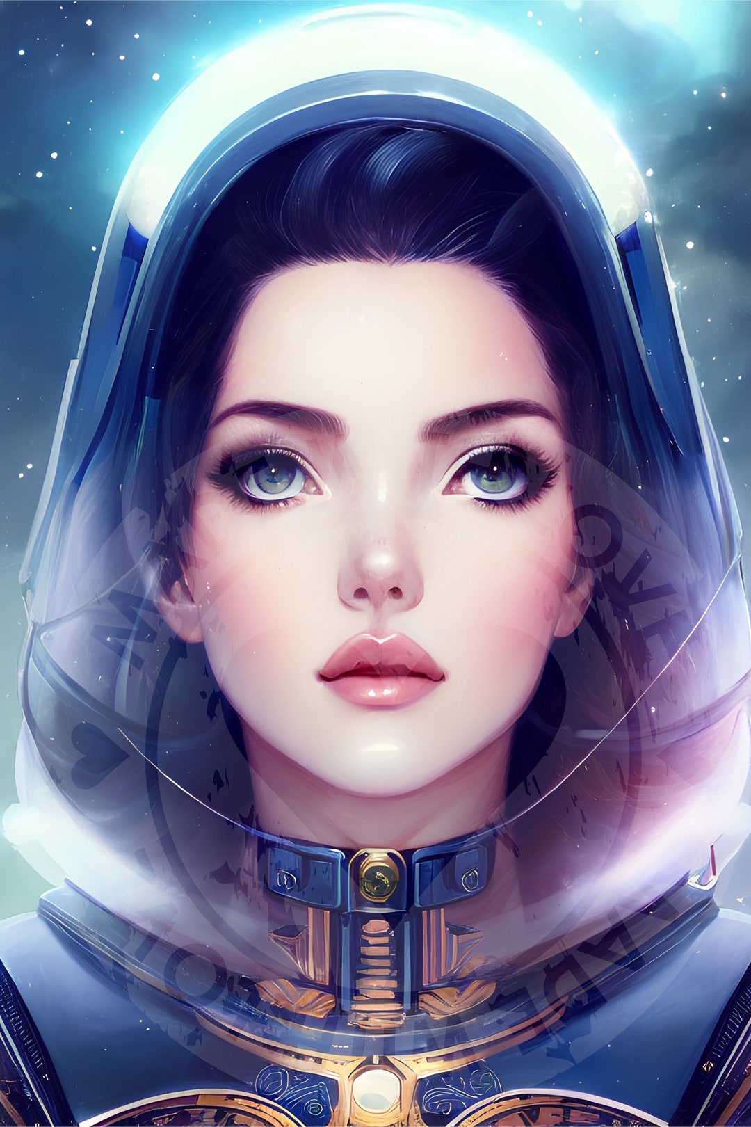 Retrofuture Space Princess , Png, Pdf, Jpg, Downloadable File, Painting ...