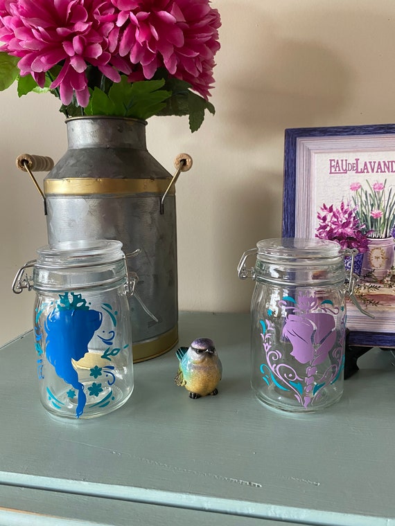 Disneys Elsa and Anna Glass Jars - Etsy