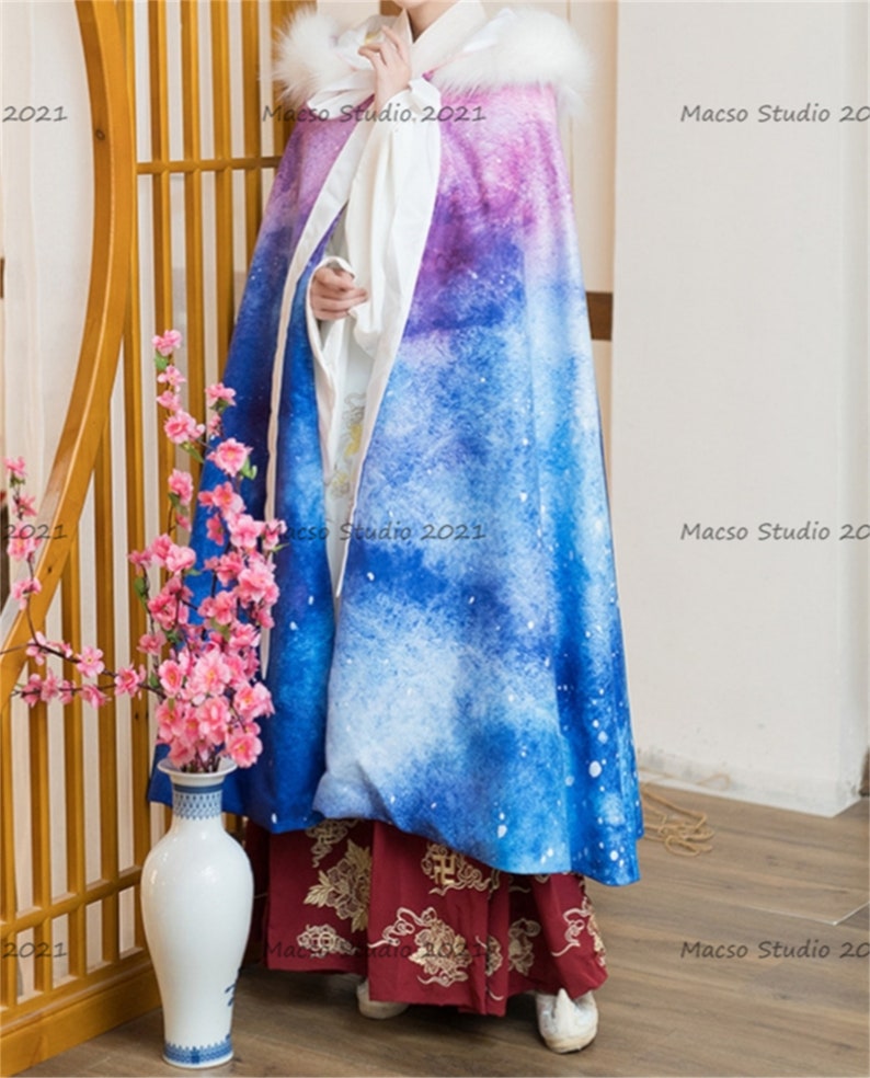 Starry Blue Cape Winter Christmas/halloween Cape Outdoor Bridal Wedding ...