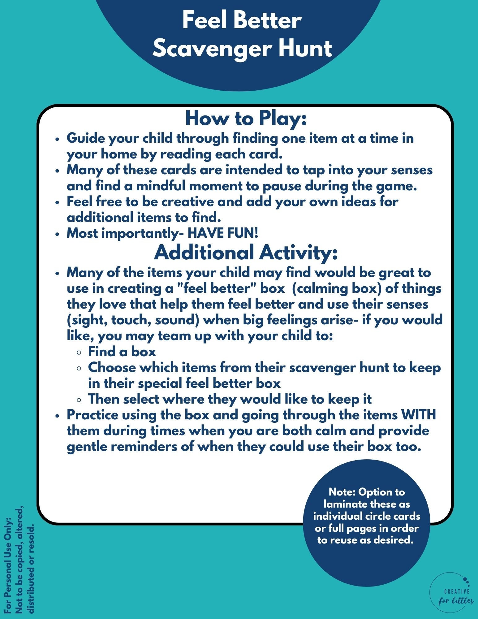 Feel Better Scavenger Hunt Game for Preschool Age- Printable - Etsy