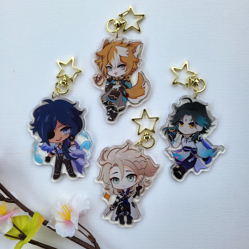 Genshin Impact Keychain Acrylic 3 Inch Keychains With Chibi - Etsy