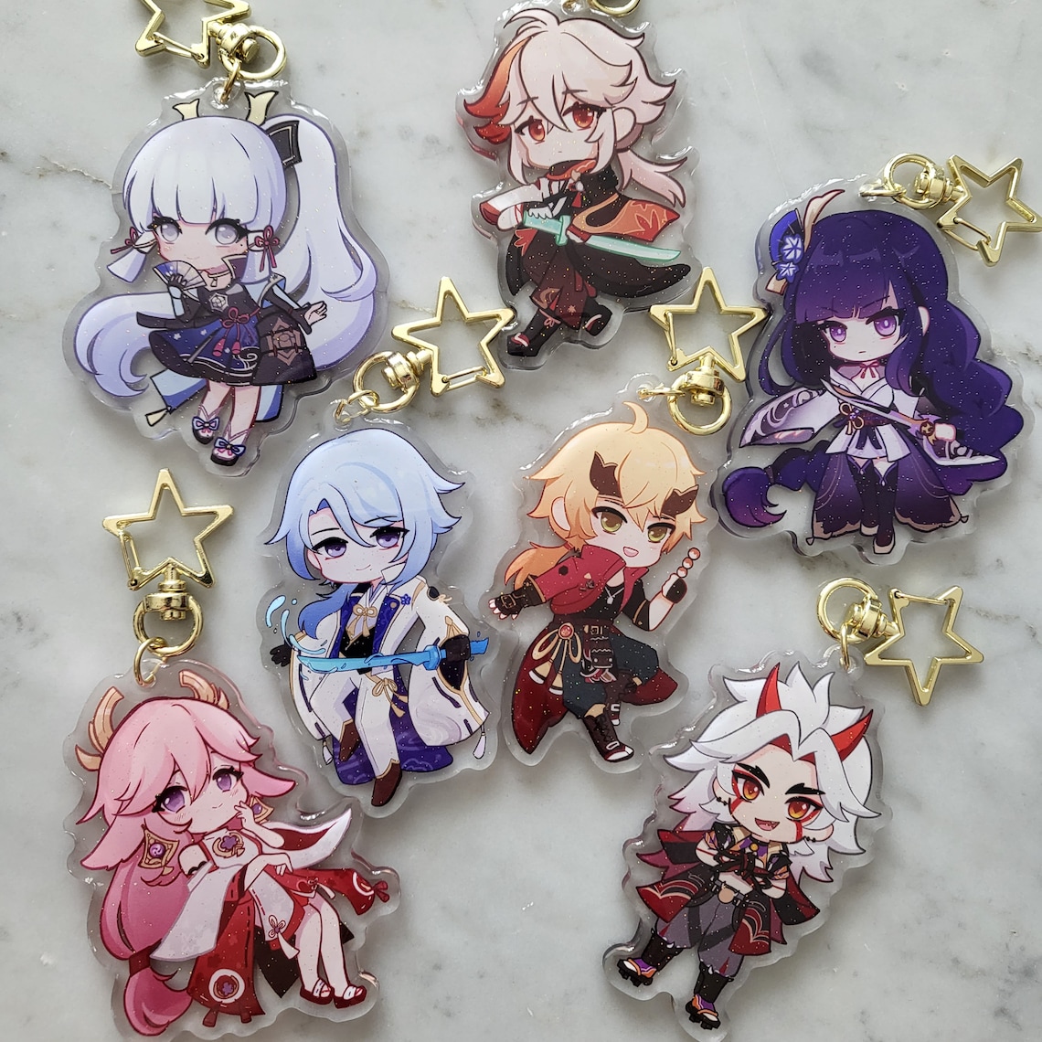 Genshin Impact Keychain Acrylic 3 Inch Keychains With Chibi - Etsy