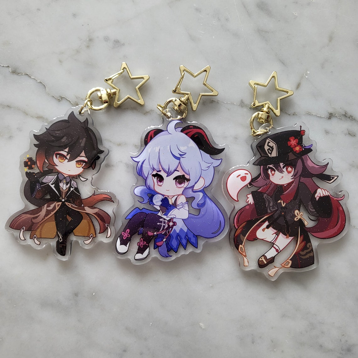 Genshin Impact Keychain Acrylic 3 Inch Keychains With Chibi - Etsy