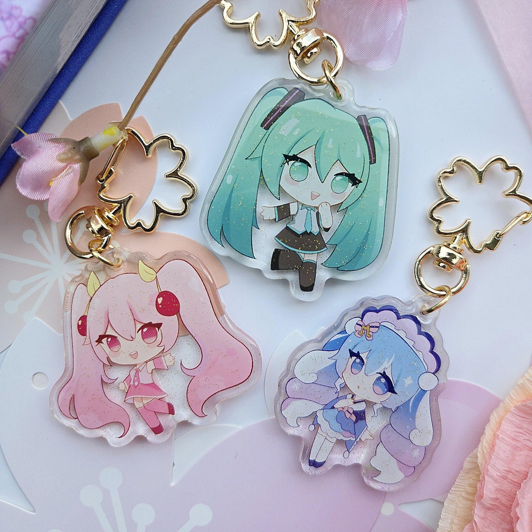 Hatsune Miku 2" Glitter Epoxy Keychains (sakura Miku, Snow Miku) - Etsy