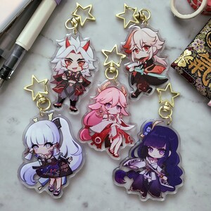 Genshin Impact Keychain Acrylic 3 Inch Keychains With Chibi - Etsy