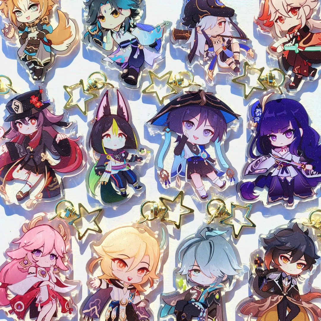 Genshin Impact Keychain Acrylic 3 Inch Keychains With Chibi - Etsy