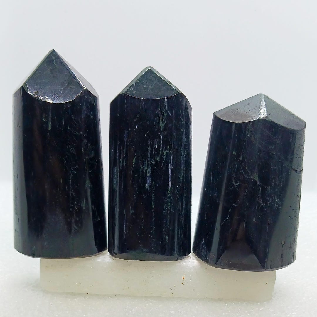 Black Tourmaline Towers Polished Natural Tourmaline Crystal Point Black ...