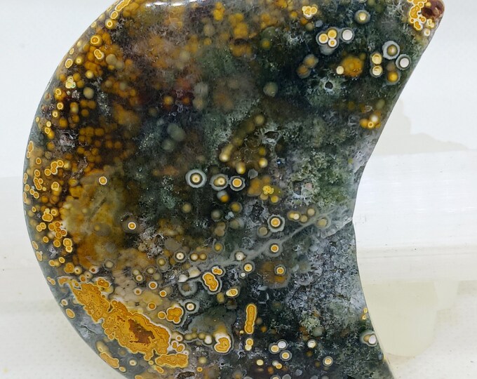 Large Ocean Jasper Moon Carving Natural Ocean Jasper Crystal Moon High ...