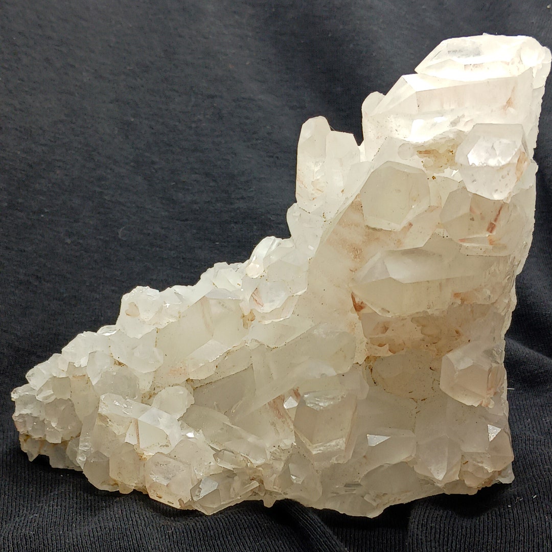 Large Clear Quartz Cluster With Pink Hematite Clear Quartz Crystal ...