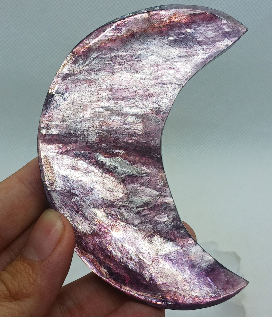 Gemmy Lepidolite Crystal Moon High Quality Lepidolite Stone Flashy ...
