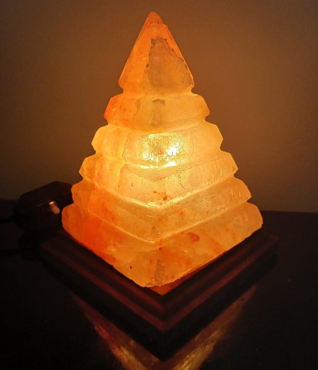 Large Himalayan Salt Lamp Pyramid Carving 4.8lb Orange Lamp Natural ...