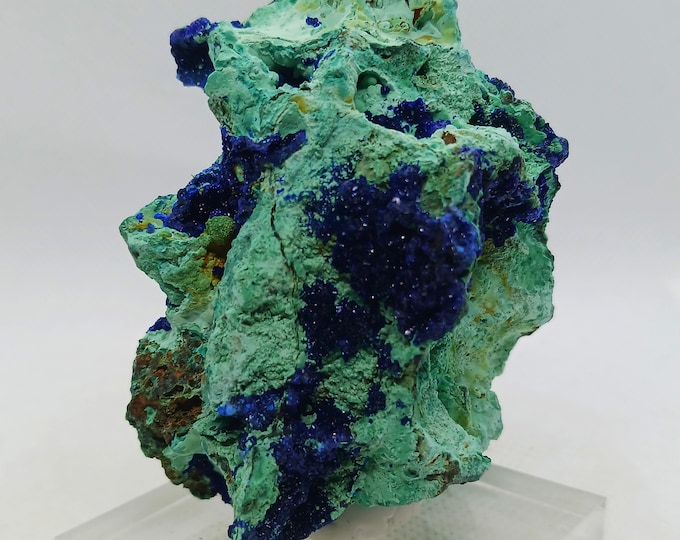 Azurite and Malachite Crystal Geode Large Blue Azurite Crystal Raw Blue ...