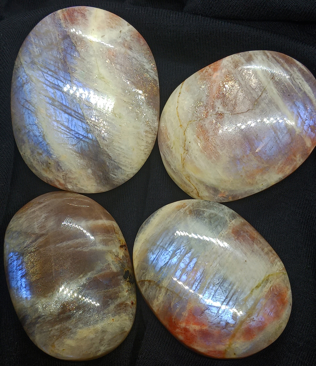 Moonstone and Sunstone Palm Stone Polished Moonstone Crystal Palmstone ...