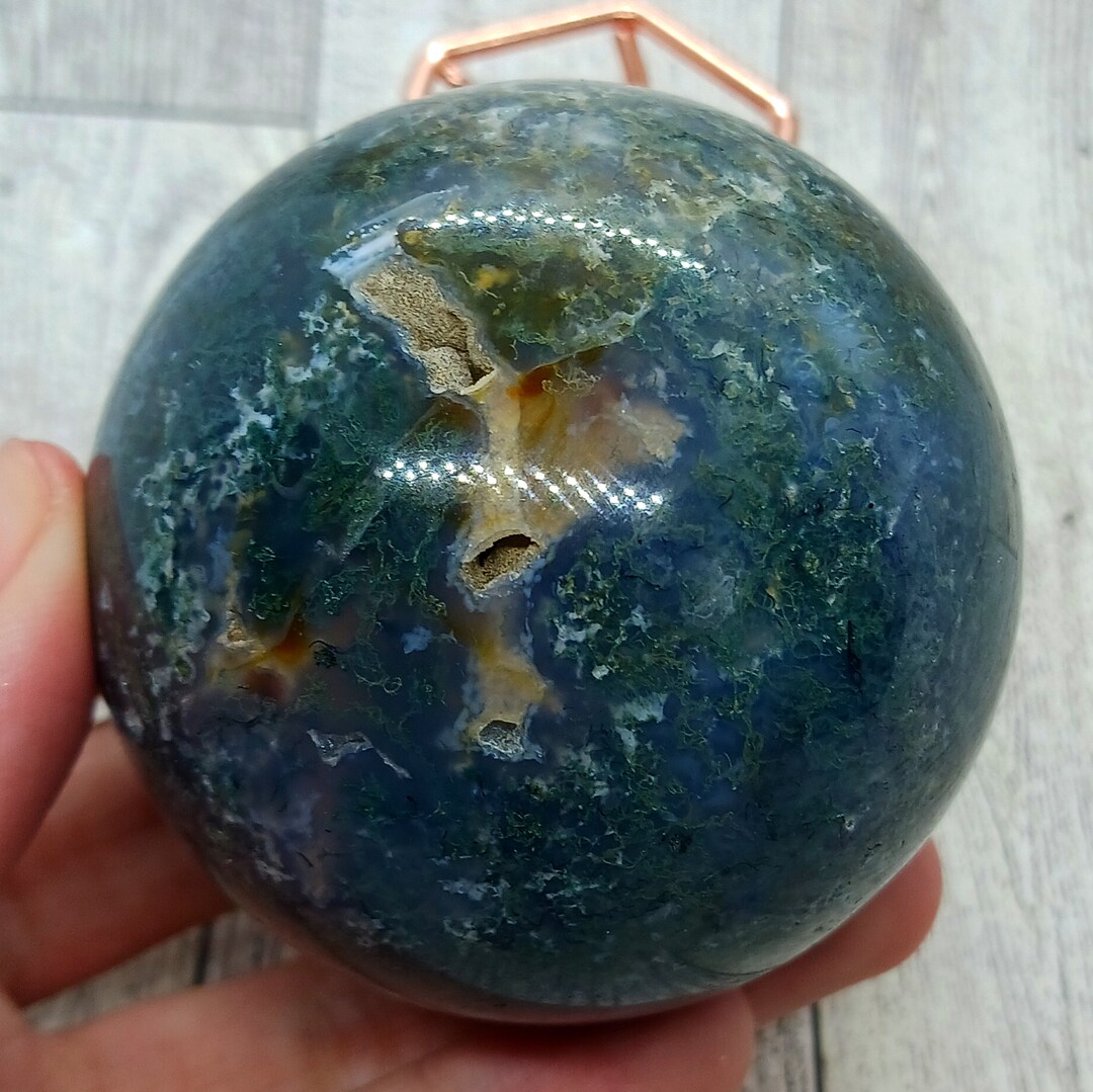 Moss Agate Crystal Sphere Large Agate Sphere Tree Moss Agate Crystal ...