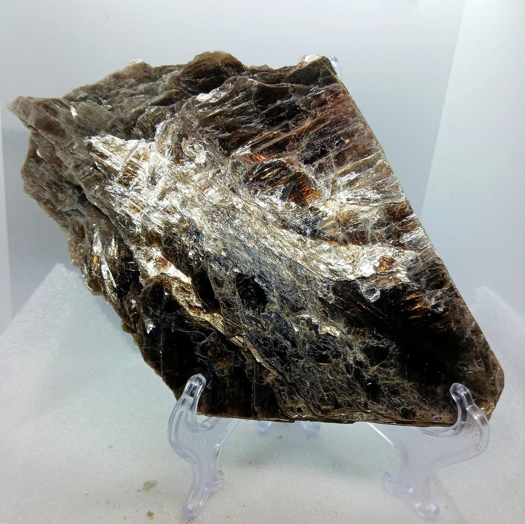 XL Gold Muscovite Mica With Stand - Natural Gold Mica Specimen Large ...