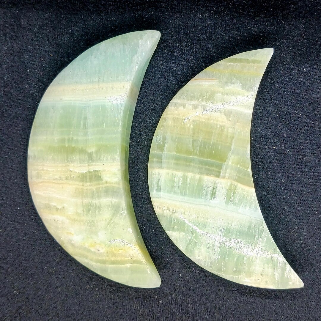 Pistachio Calcite Crystal Moon Large Polished Green Pistachio Calcite ...