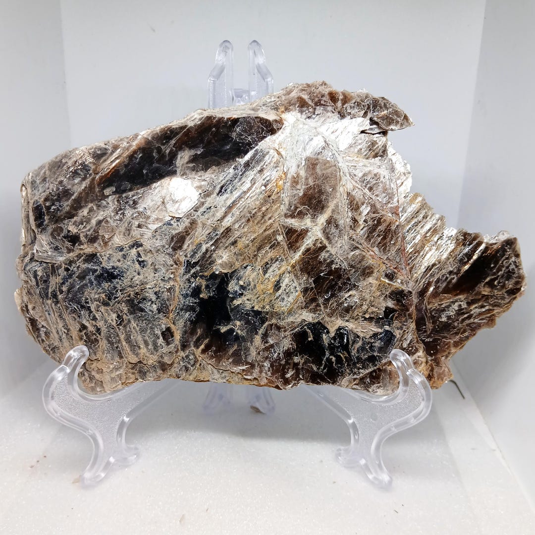 XL Gold Muscovite Mica With Stand - Natural Gold Mica Specimen Large ...