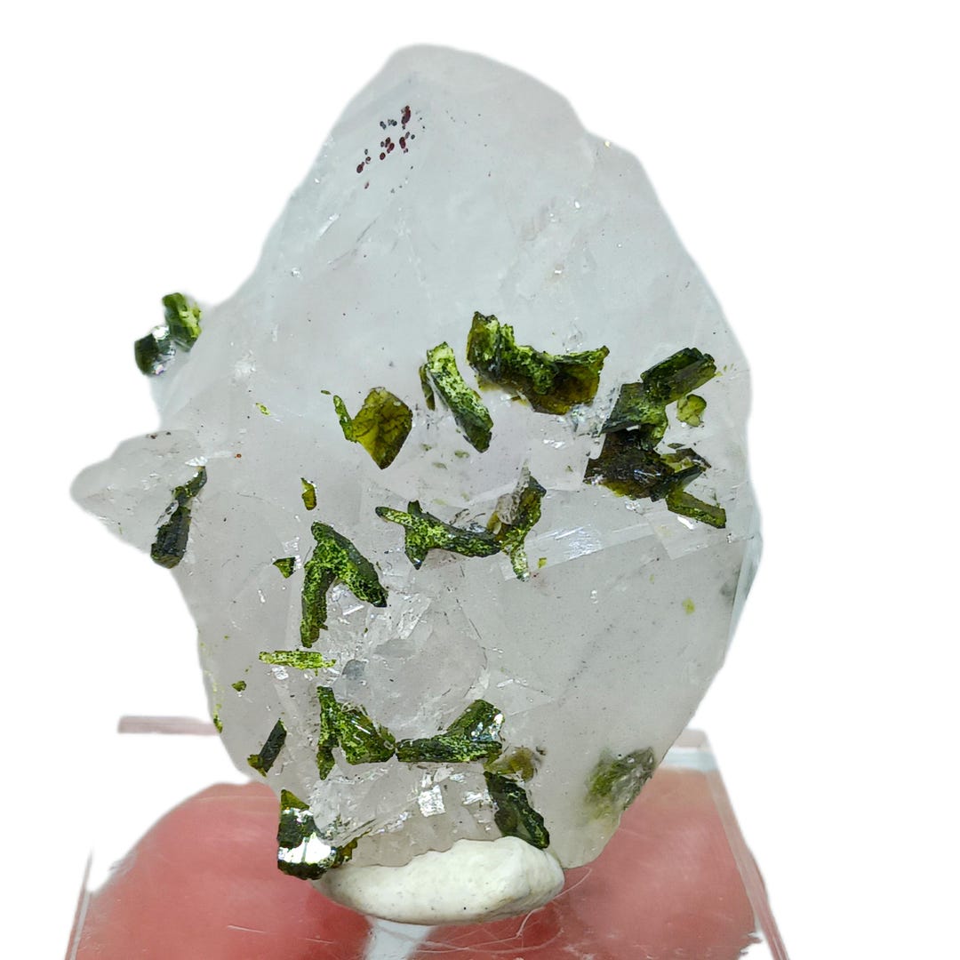 Calcite With Epidote Crystals Small Natural Green Epidote Specimen With ...