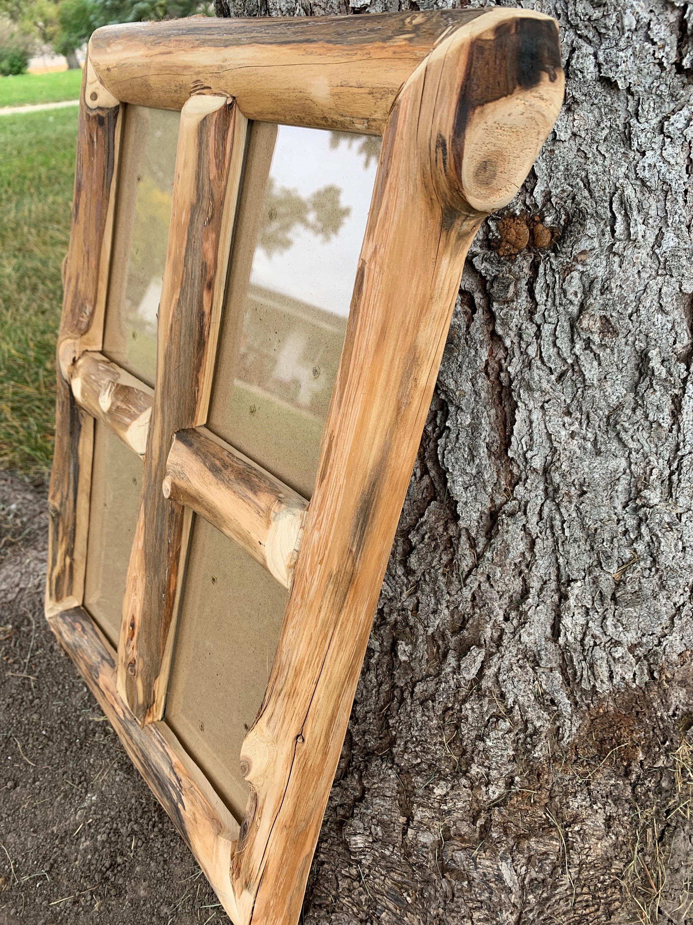 Log Picture Collage Frame, Log Cabin Decor, 4 X 6 Picture Frames ...