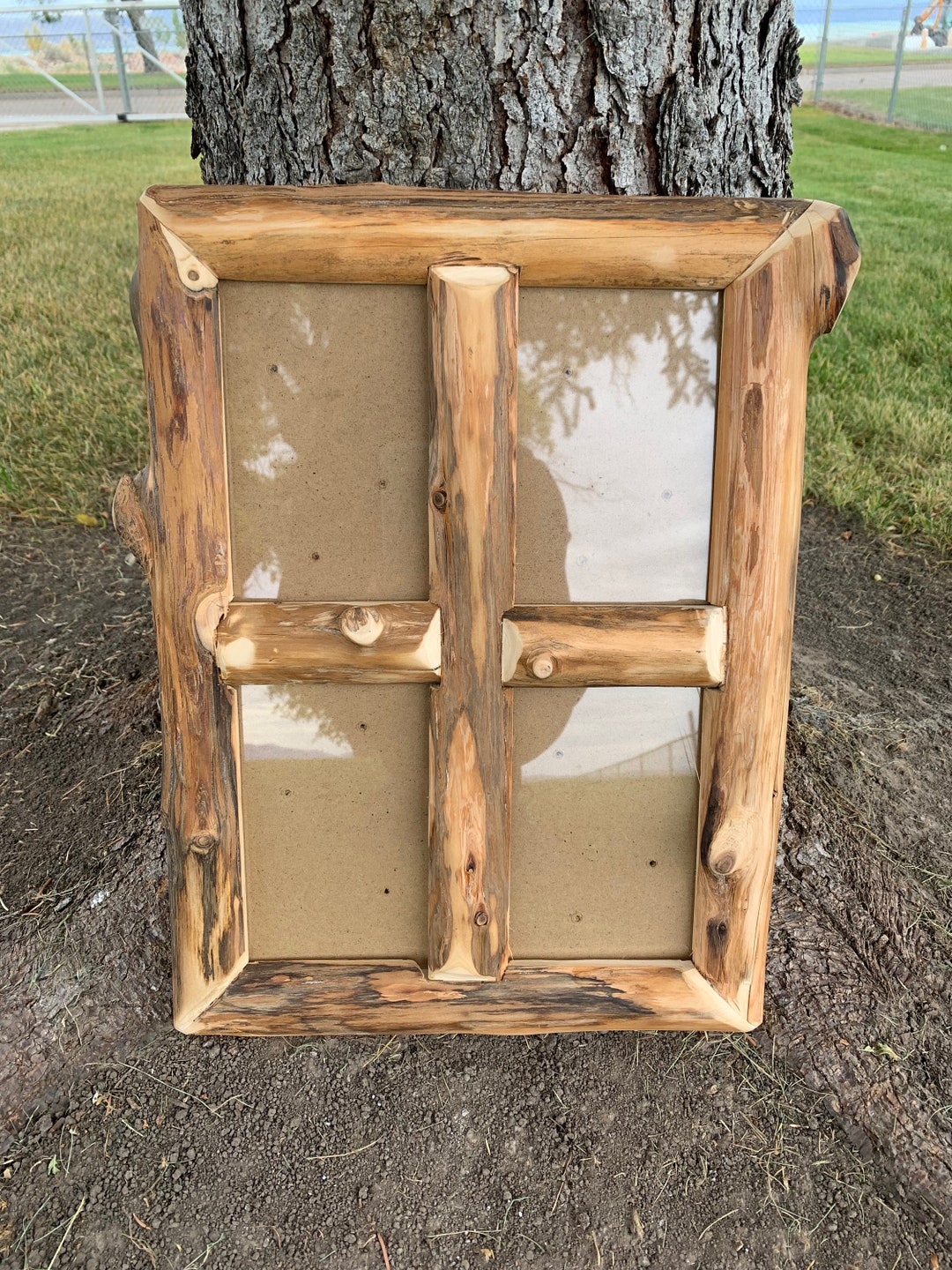 Log Picture Collage Frame, Log Cabin Decor, 4 X 6 Picture Frames ...