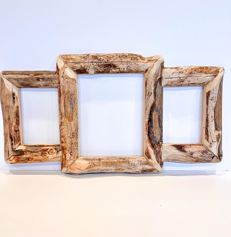Log Picture Collage Frame, Log Cabin Decor, 8x10, 5 X 7 Frames, Rustic ...