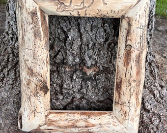 5x7 Log Picture Frame, Rustic Picture Frame, Juniper, Log Home 5x7 ...