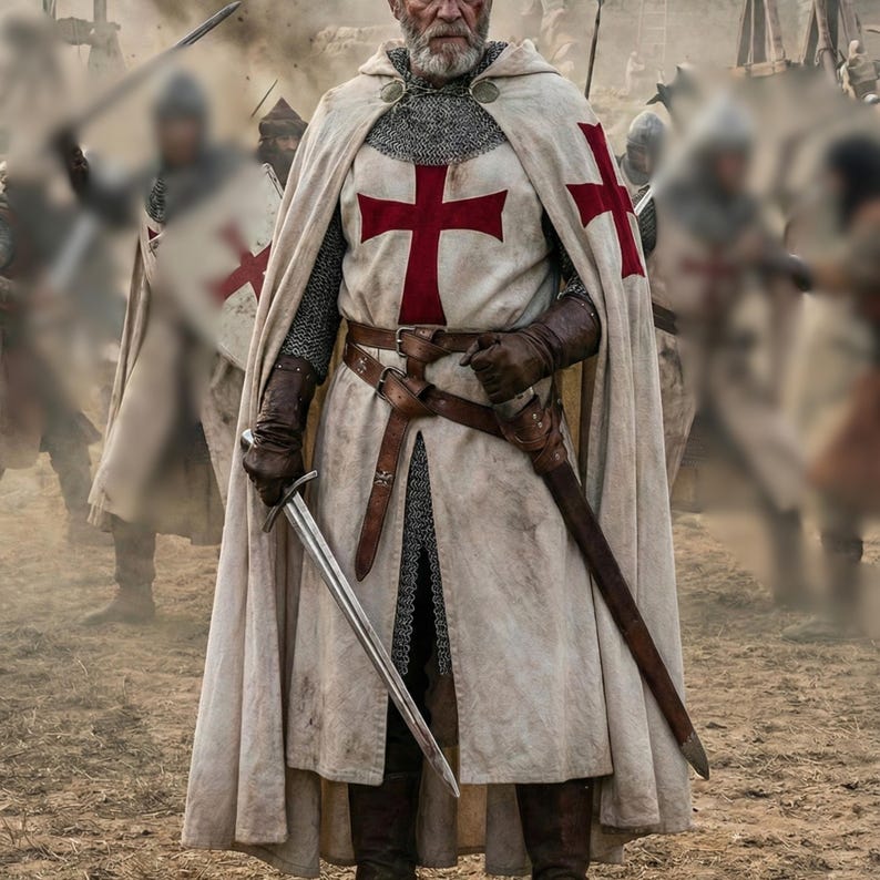 Knight Templar Cotton Canvas Costume Set | Medieval LARP Crusader ...