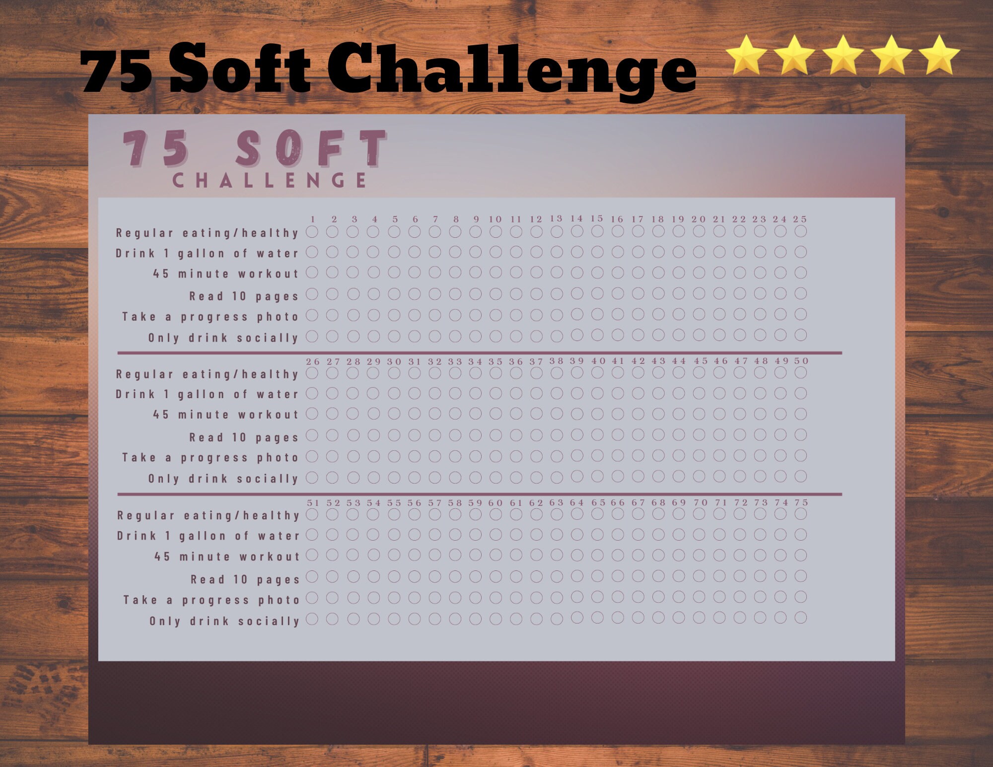 Printable 75 SOFT Challenge Tracker, 75soft Printable, 75soft, Easier ...