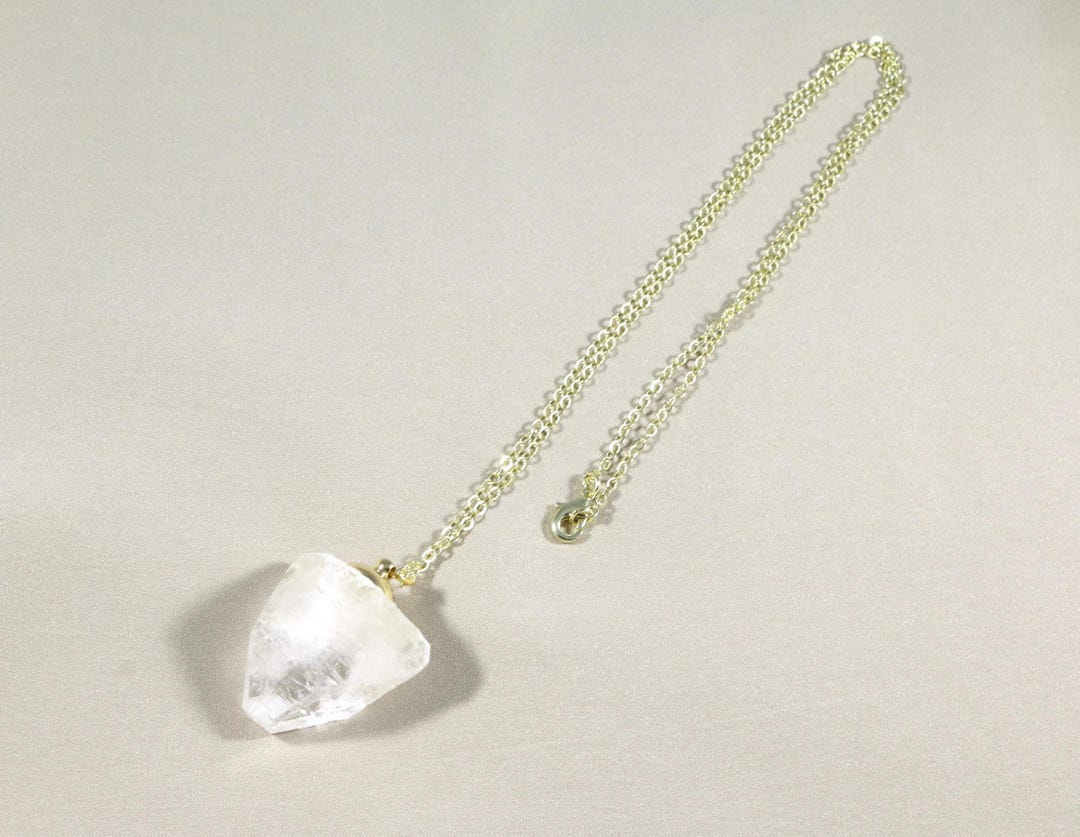 Natural Apophyllite Crystal 14K Gold Plated Pendulum Pendant Necklace ...
