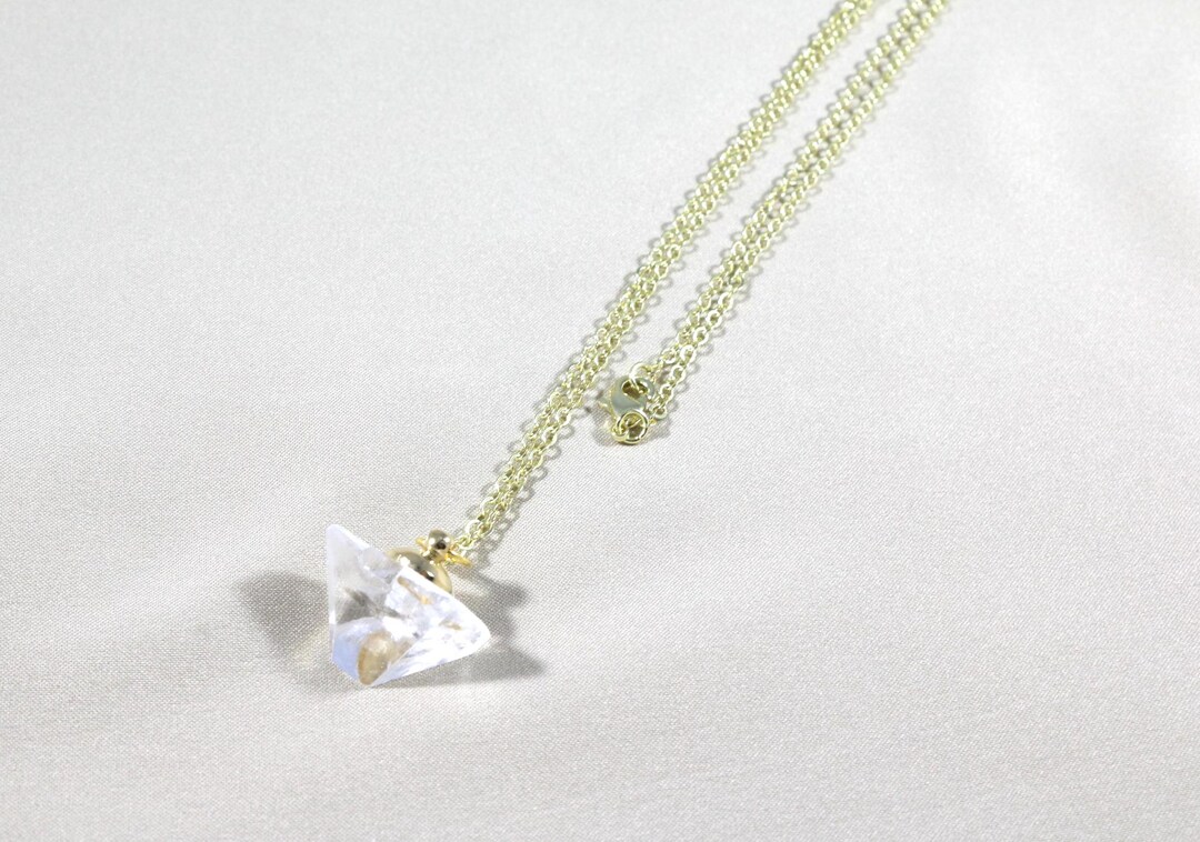 Natural Apophyllite Crystal 14K Gold Plated Pendulum Pendant Necklace ...