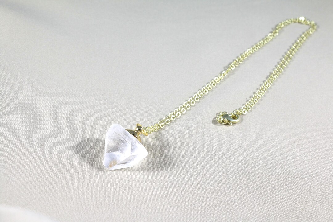 Natural Apophyllite Crystal 14K Gold Plated Pendulum Pendant Necklace ...