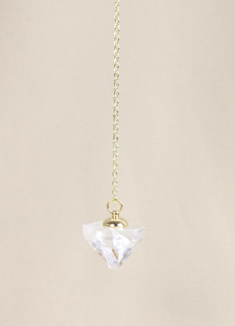 Natural Apophyllite Crystal 14K Gold Plated Pendulum Pendant Necklace 20" - Etsy