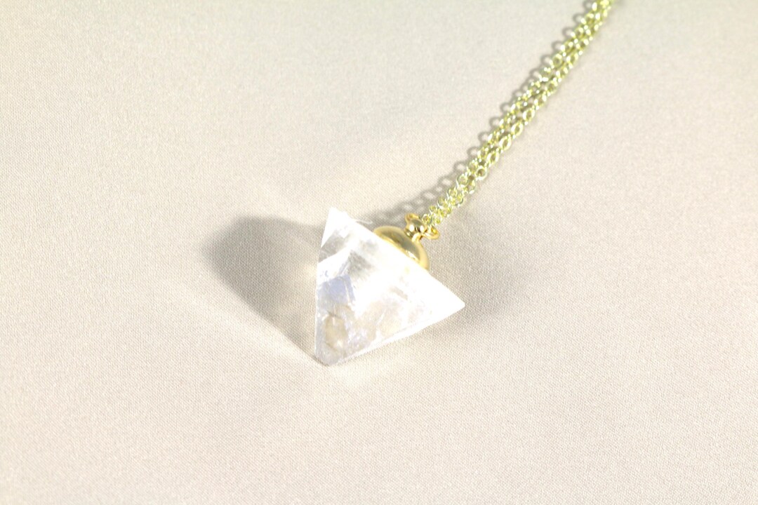 Natural Apophyllite Crystal 14K Gold Plated Pendulum Pendant Necklace ...