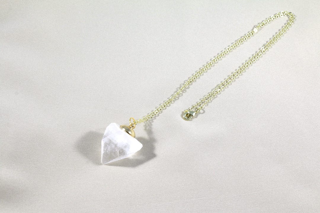 Natural Apophyllite Crystal 14K Gold Plated Pendulum Pendant Necklace 20" - Etsy