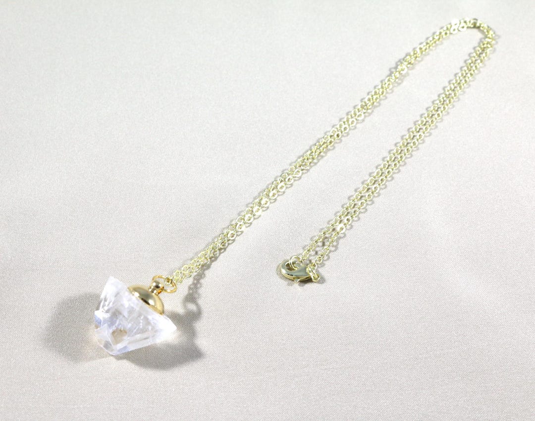 Natural Apophyllite Crystal 14K Gold Plated Pendulum Pendant Necklace ...