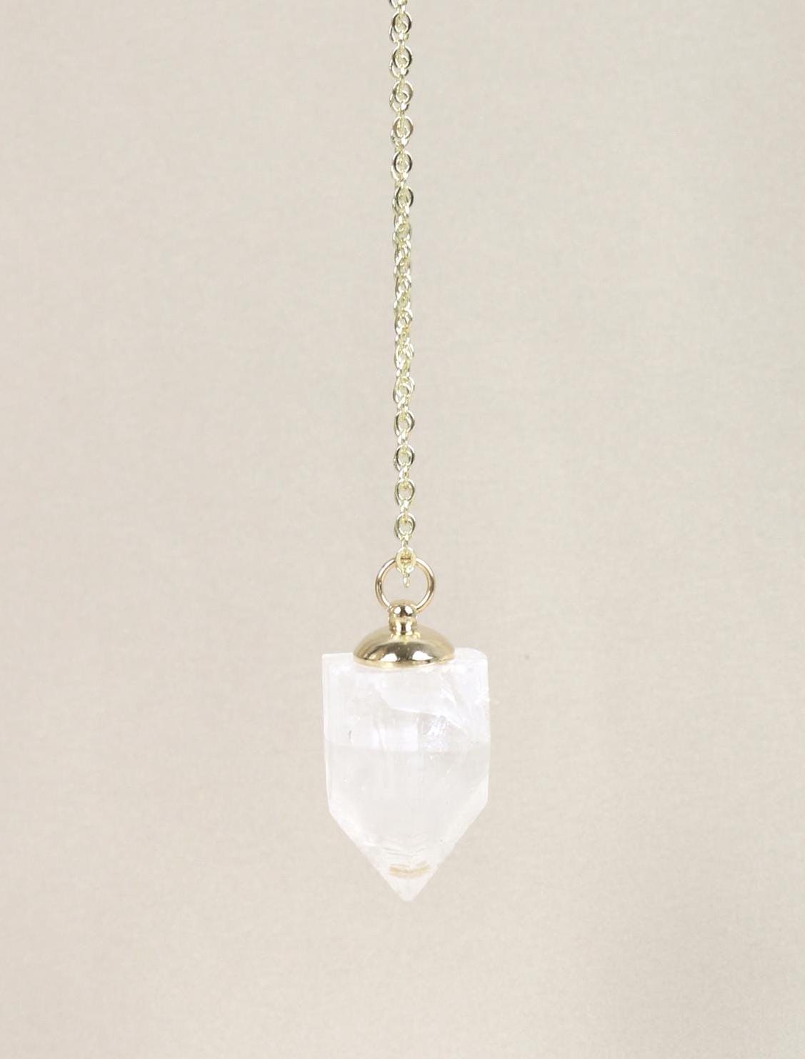 Natural Apophyllite Crystal 14K Gold Plated Pendulum Pendant Necklace 20" - Etsy
