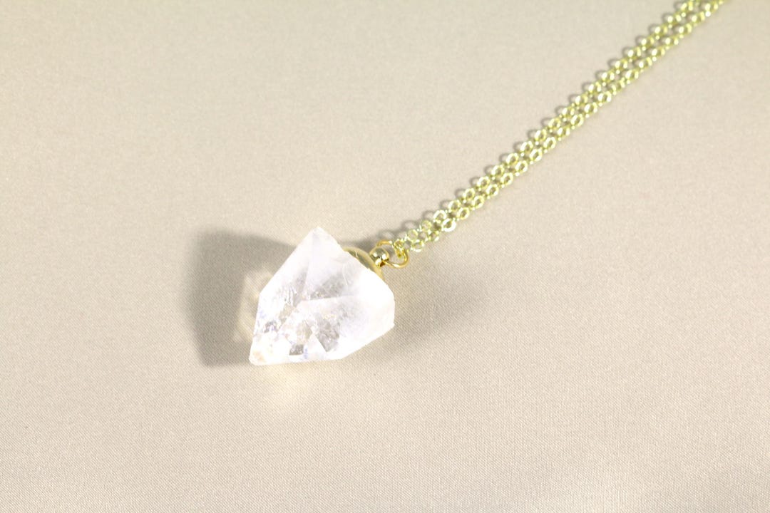 Natural Apophyllite Crystal 14K Gold Plated Pendulum Pendant Necklace ...