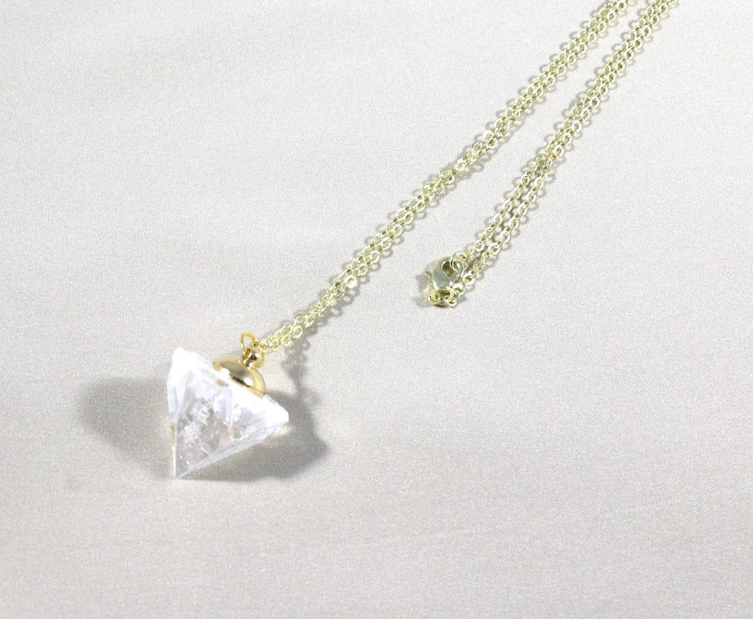 Natural Apophyllite Crystal 14K Gold Plated Pendulum Pendant Necklace 20" - "stone of Truth" - Etsy