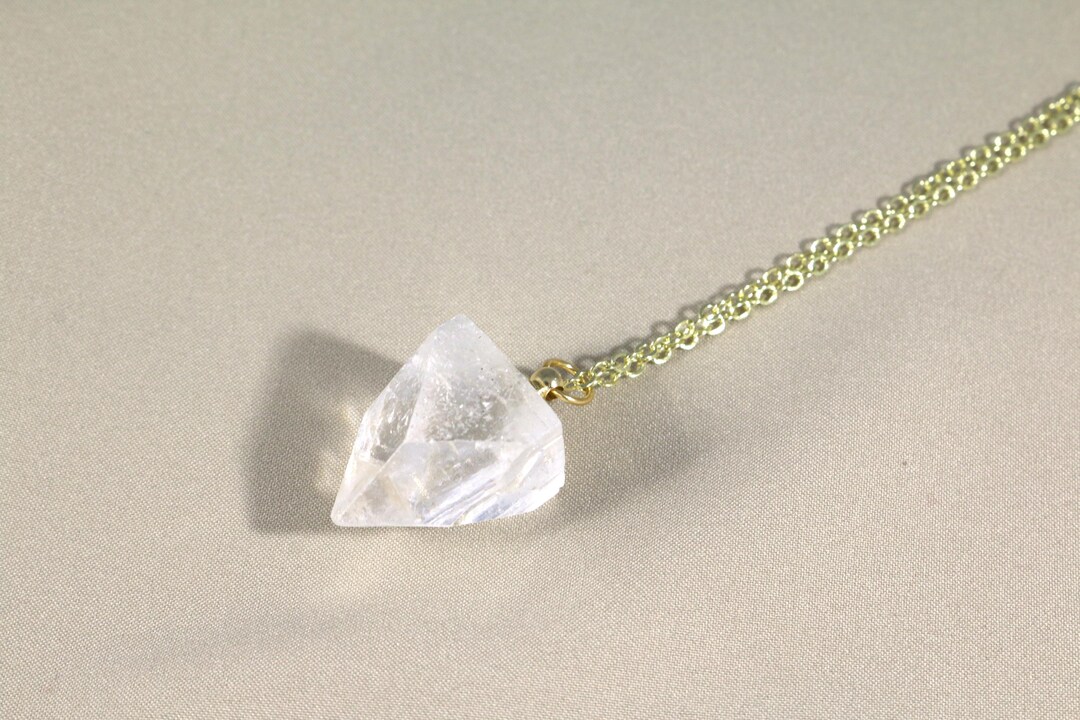 Natural Apophyllite Crystal 14K Gold Plated Pendulum Pendant Necklace ...